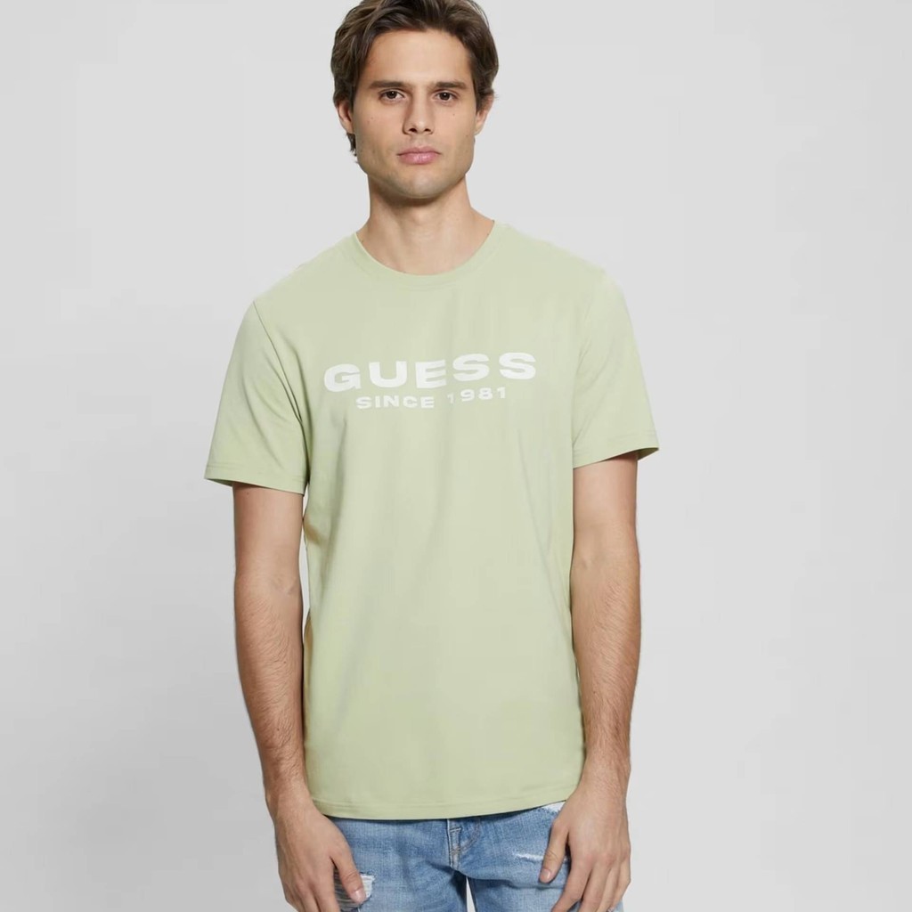 Guess Men SS CN Guess Logo Tee Vetiver Leaf Colour | Shopee Malaysia
