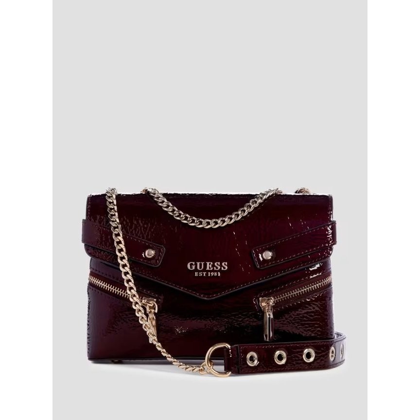 Guess Ladies Trissa Convertible Crossbody Flap Burgundy Colour | Shopee ...