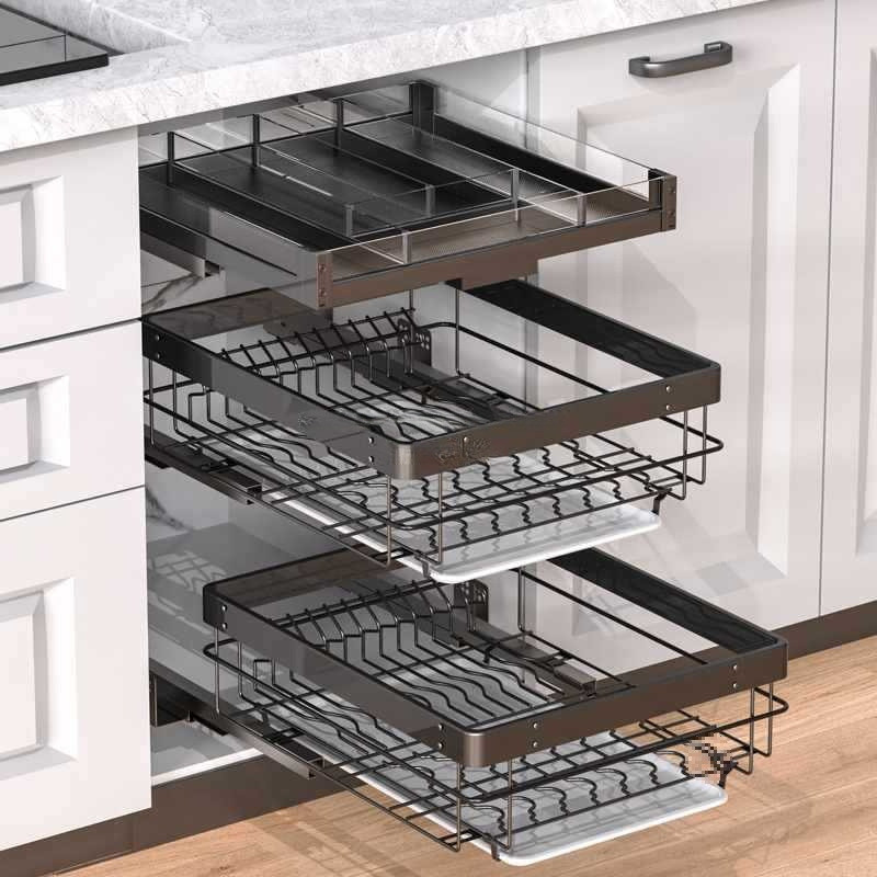 JY-8/Small Size Pull-Out Kitchen Cabinet Stainless Steel Bowl Basket ...