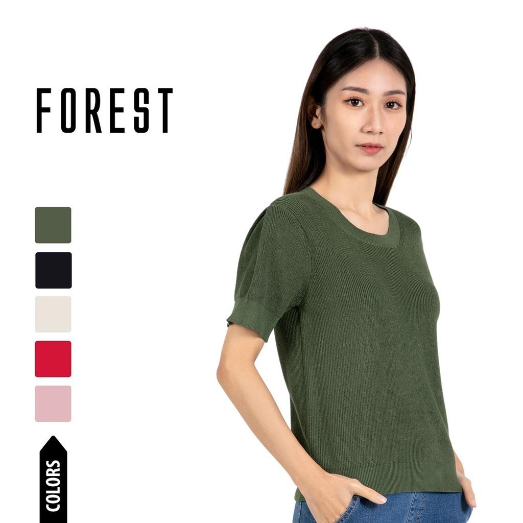 Forest Ladies Casual Plain Short Sleeve Knit Top | Baju Perempuan ...