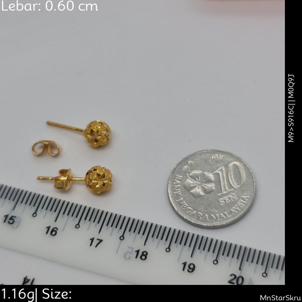 Emas916, Subang Paku Skru Bulat Mn Star 1869 P484 N | Shopee Malaysia