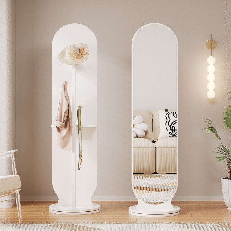 J-H/Rotating Dressing Mirror Floor Clothes Rack Mirror Integrated Full ...