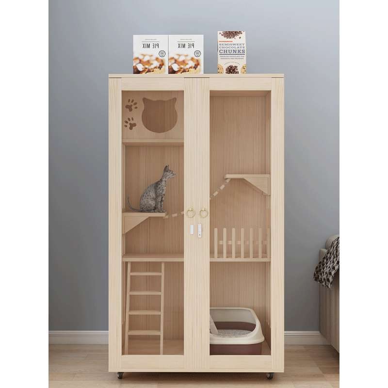 J-H/Cat Cage Cat Villa Solid Wood Large Cat House Wooden Large Luxury ...