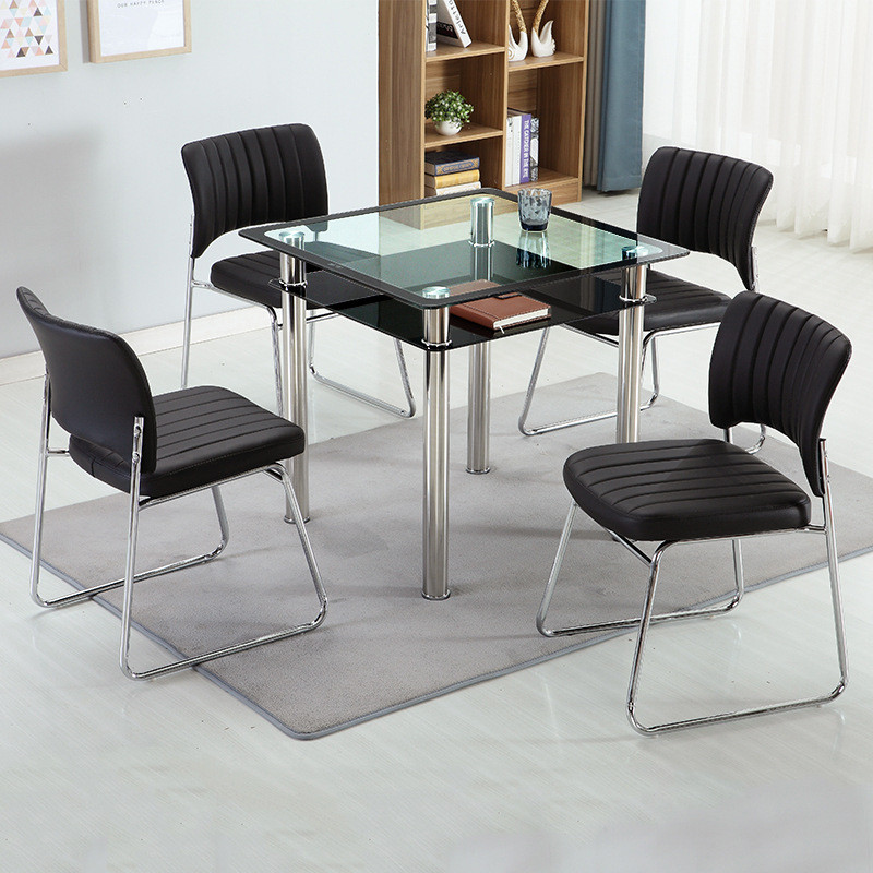 J-H/Tempered Glass Square Table Double Layer Square Table Small ...