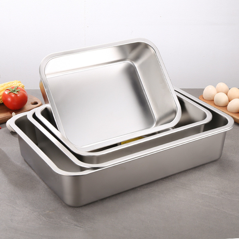 J-H/Stainless Steel Square Basin Rectangular Steamed Rice Tray Buffet ...