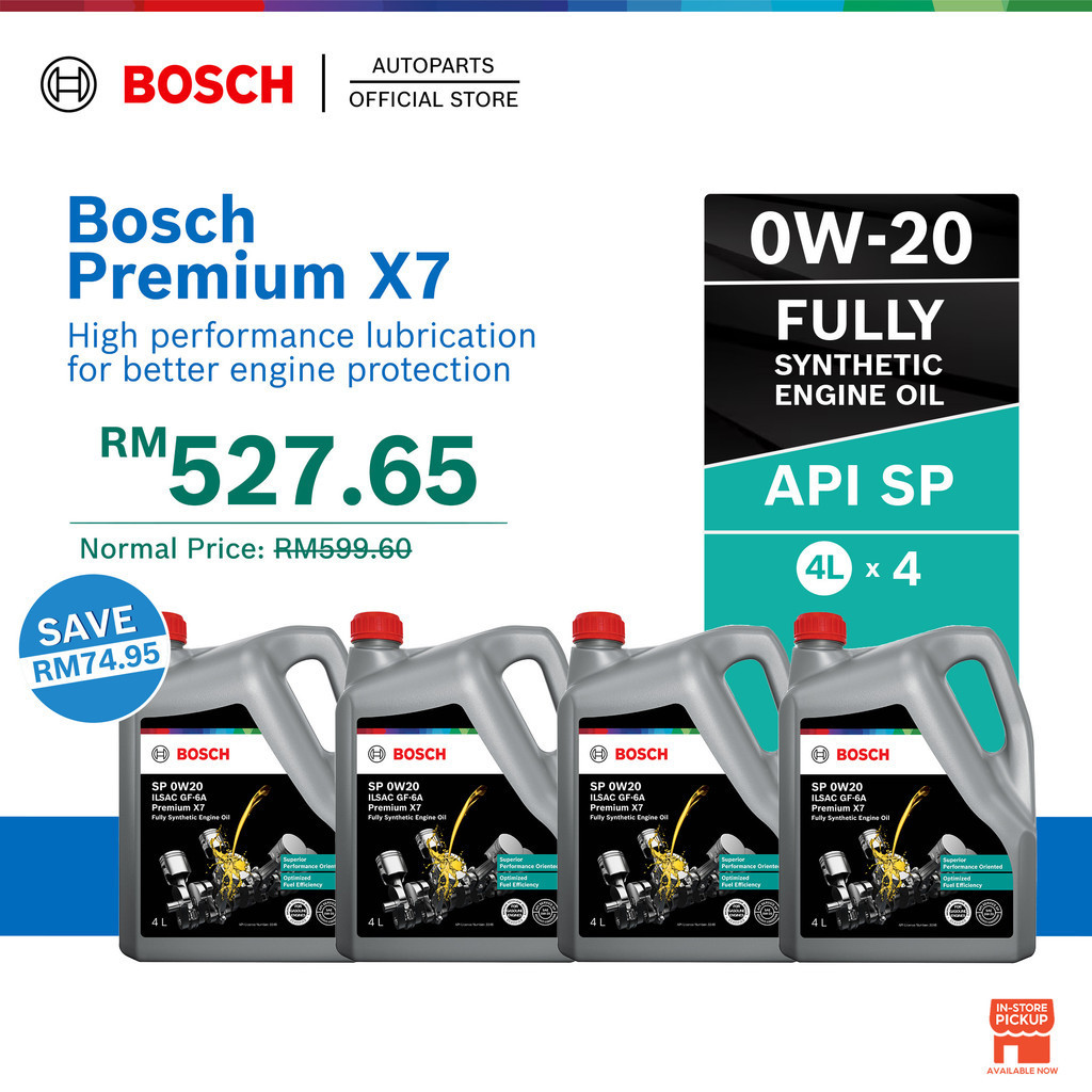 Bosch Premium X7 0W20 API SP Fully Synthetic Engine Oil Minyak Hitam ...