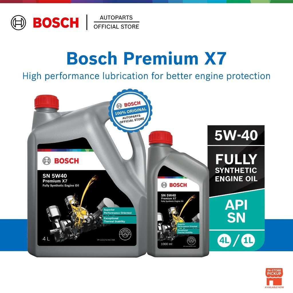 Bosch Premium X7 5W40 API SN Fully Synthetic Engine Oil Minyak Hitam Enjin Kereta (4L/1L ...