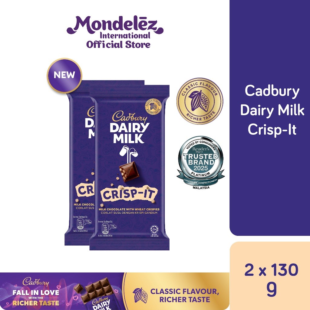 Cadbury Dairy Milk Crisp-It Chocolate (130g x2/ x3/ x6/ x10) | Shopee ...