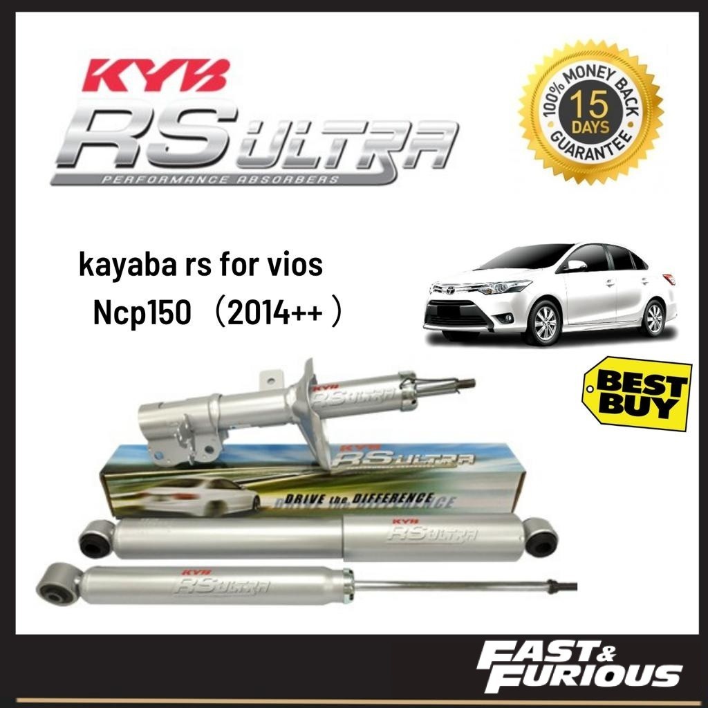 KAYABA RS ULTRA SHOCK ABSORBER FOR TOYOTA VIOS NCP150 - NSP151 YEAR 2014-2022 ~ FRONT AND REAR ...