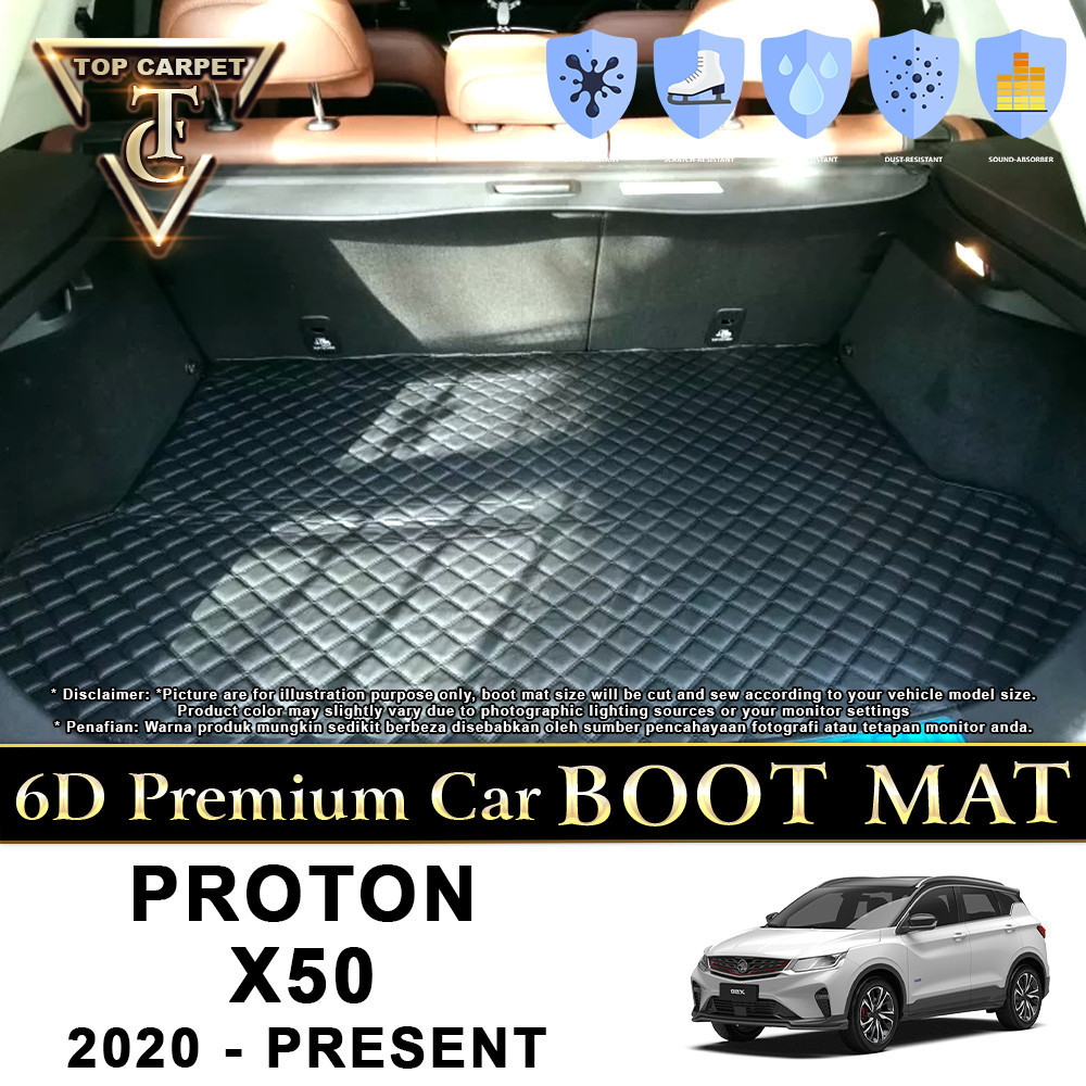 Top Carpet PROTON X50 ( 2020 - 2025 ) Car Boot Mat PU Leather Cargo Mat ...