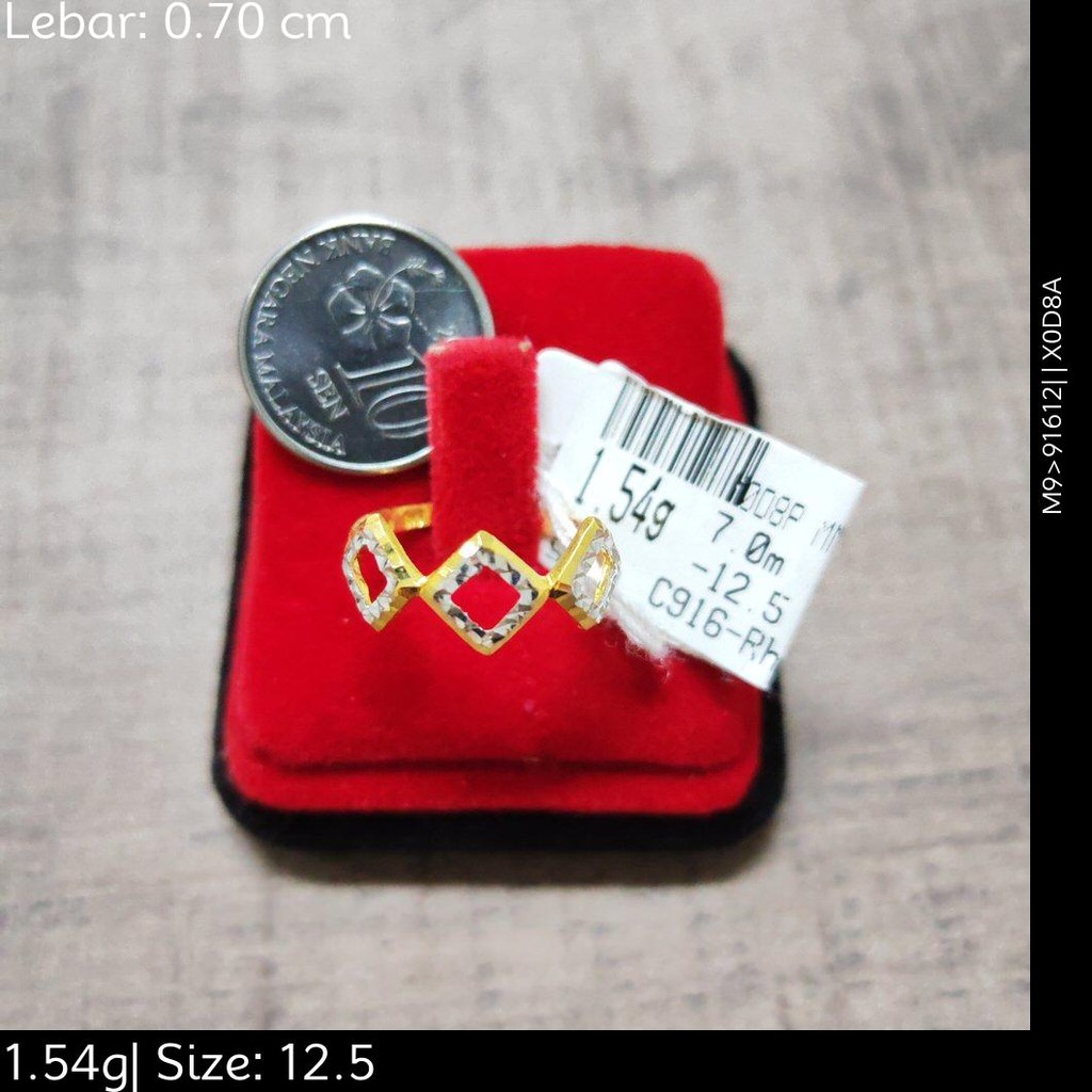 Emas916, Cincin Rh Segi Square Diamond Crki Q3 D3d 0.7 cm Pd 7246 P581 13 | Shopee Malaysia