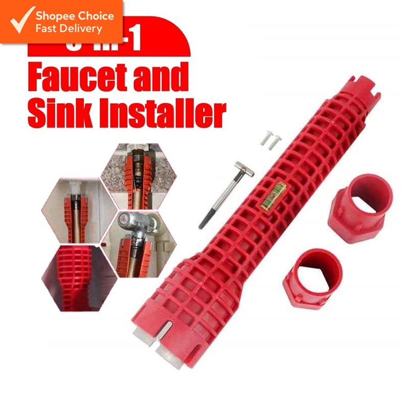 Faucet & Sink Installer Tool (8-in-1) - Extra-Long Design, Versatile ...