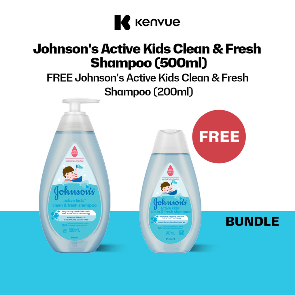 Johnson's Active Kids Clean & Fresh Shampoo 500ml FREE 200ml | Shopee ...