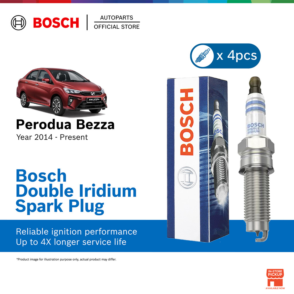 Bosch Double Iridium Spark Plug for Perodua Bezza 1.3 VVT-i (2016 ...