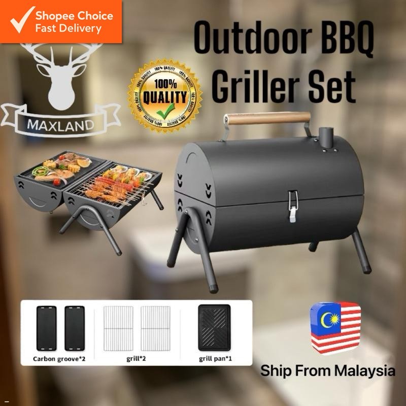 Full Set Black BBQ Griller Set Outdoor Camping Heavy Duty Stove ...