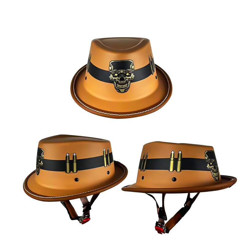 Custom Retro cowboy style motorcycle Open Face Safety Vintage Helmets ...