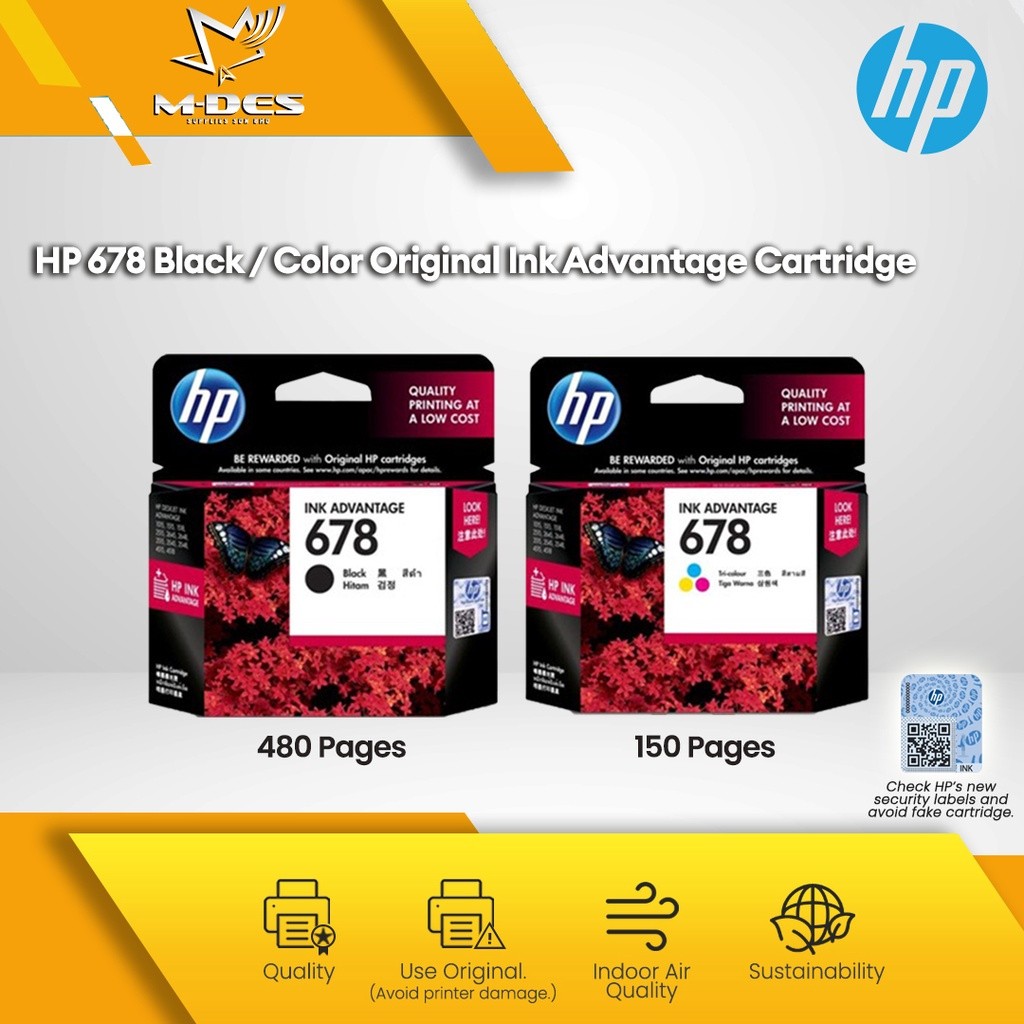 HP 678 Black / Tri-Color Original Ink Advantage Cartridge ( CZ107AA ...