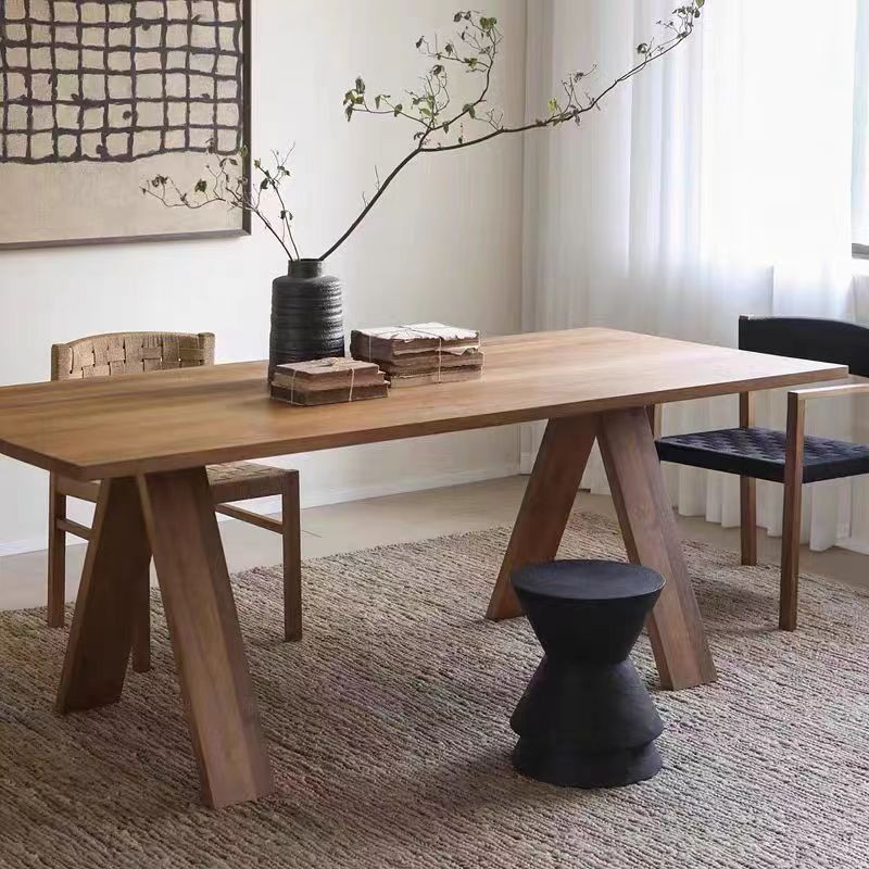 HY-6/Silent Style Solid Wood Dining Table Workbench Retro Style Living ...