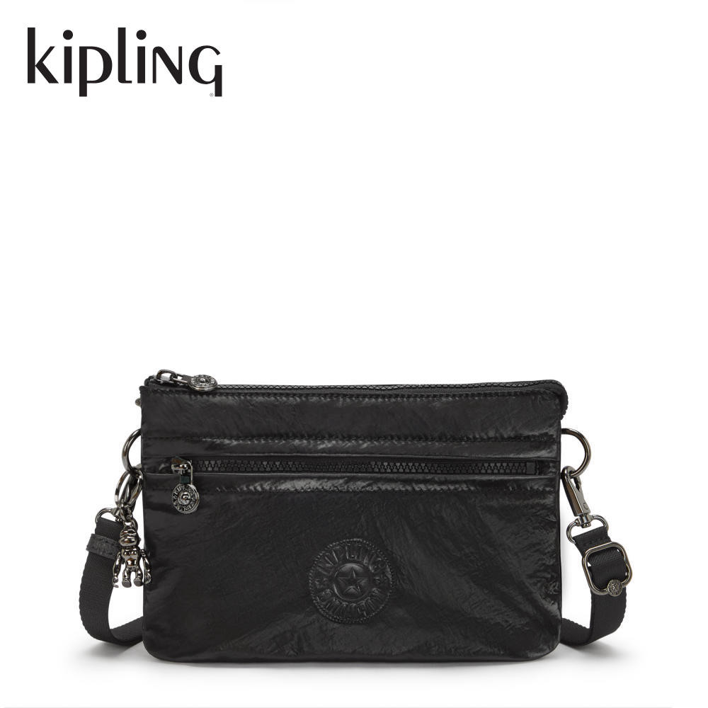 Kipling Riri Zip Crossbody Bags Jet Black Glam | Shopee Malaysia