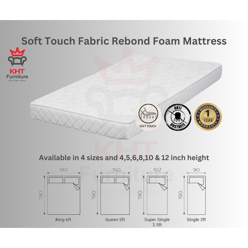 (KL & Selangor) Soft Touch Fabric Rebond Foam Mattress Single/Super ...