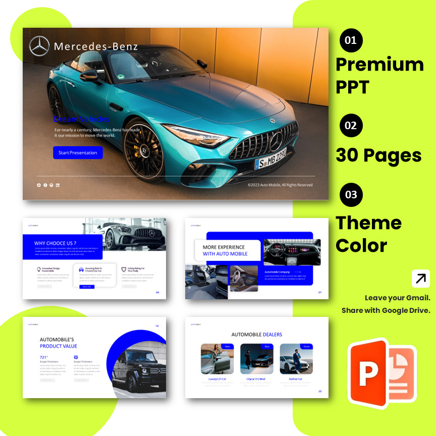 🔥 Premium Powerpoint - 30 Pages 🔥 Mercedes Benz Car Promotional Display ...