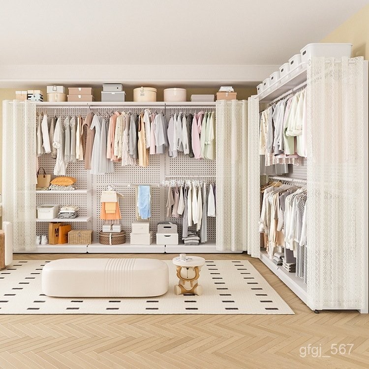 J-H/Perforated Board Wardrobe for Home Bedroom, Metal Iron Art Open ...