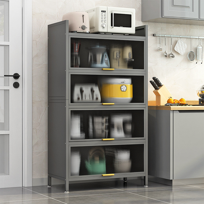 H-Y】Flip Lid Kitchen Storage Rack with Doors, Floor-standing Multi ...