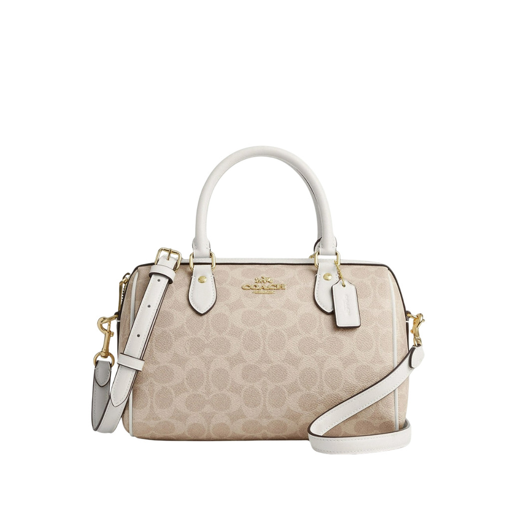Coach Rowan Satchel Bag In Signature Canvas - Sand White | Shopee Malaysia