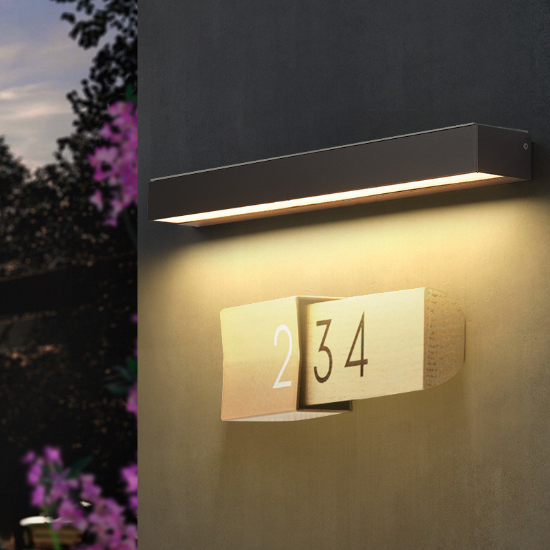 J-H/Solar Sign Wall Light Outdoor Waterproof Linear Strip Courtyard ...
