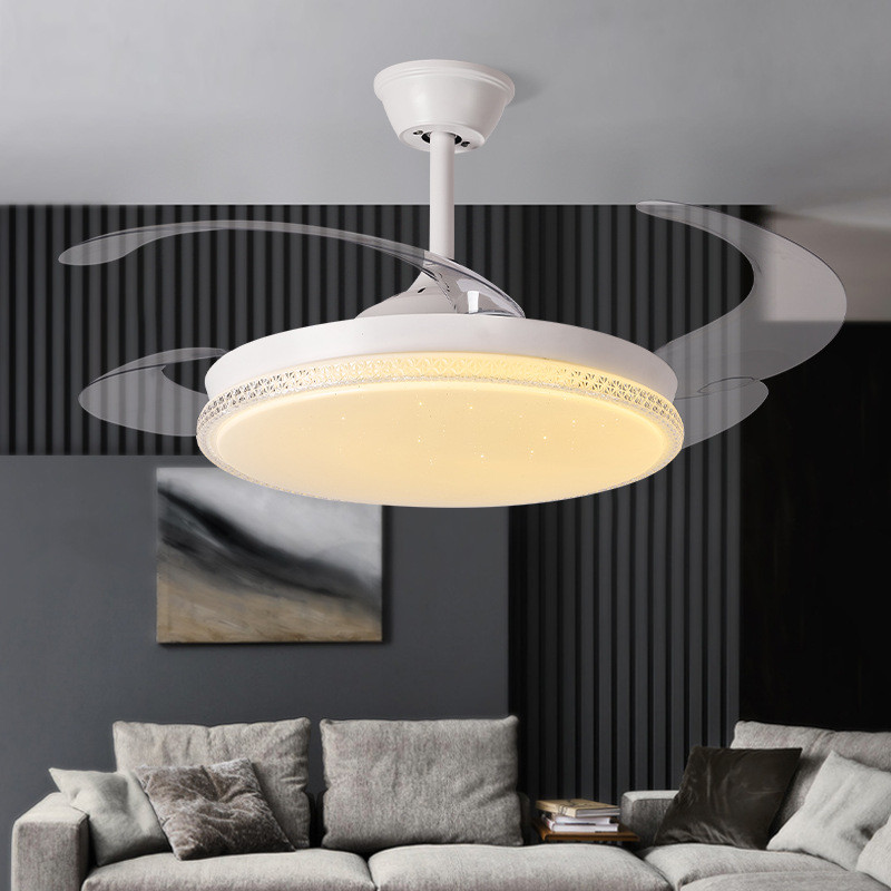 J-H/LED Inverter Silent Invisible Fan Blade Fan Light for Living Room ...