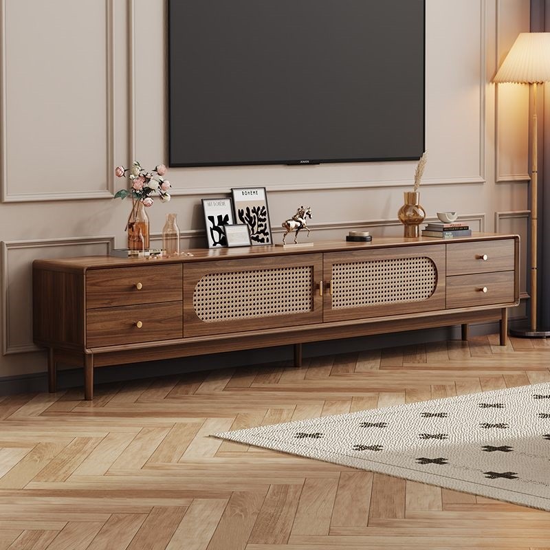 J-H/Vintage Simple Rattan TV Cabinet Chinese Nordic Small Apartment ...