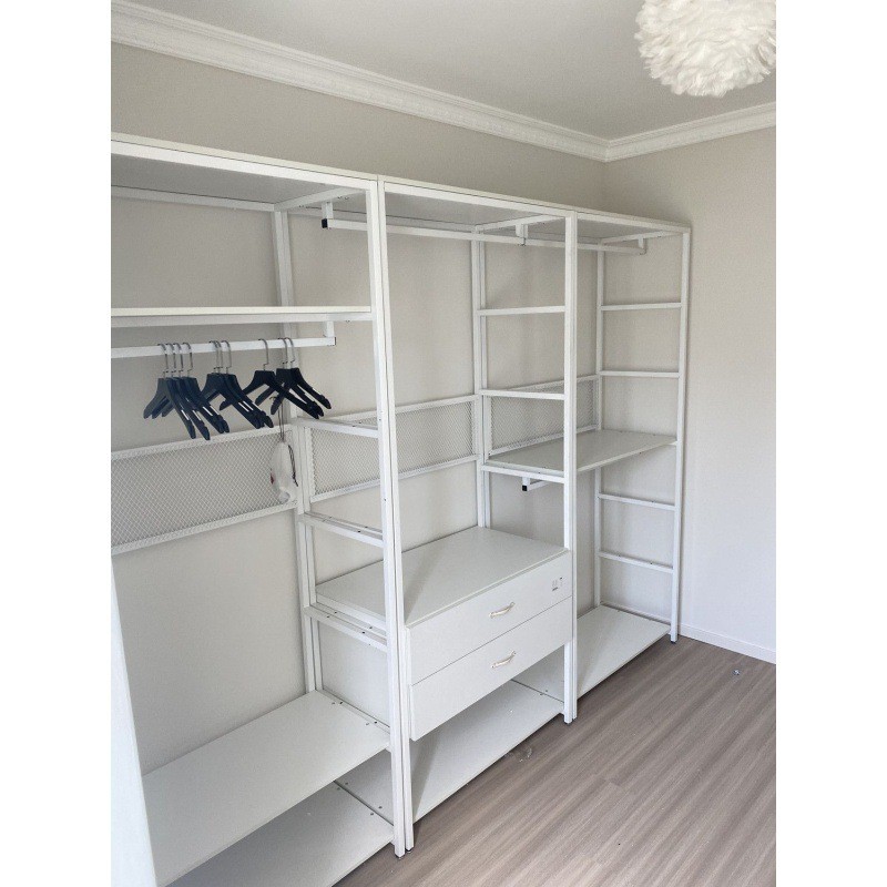 J-H/Metal Furniture Frame Open Wardrobe Walk-in Closet Rack Steel Wood ...