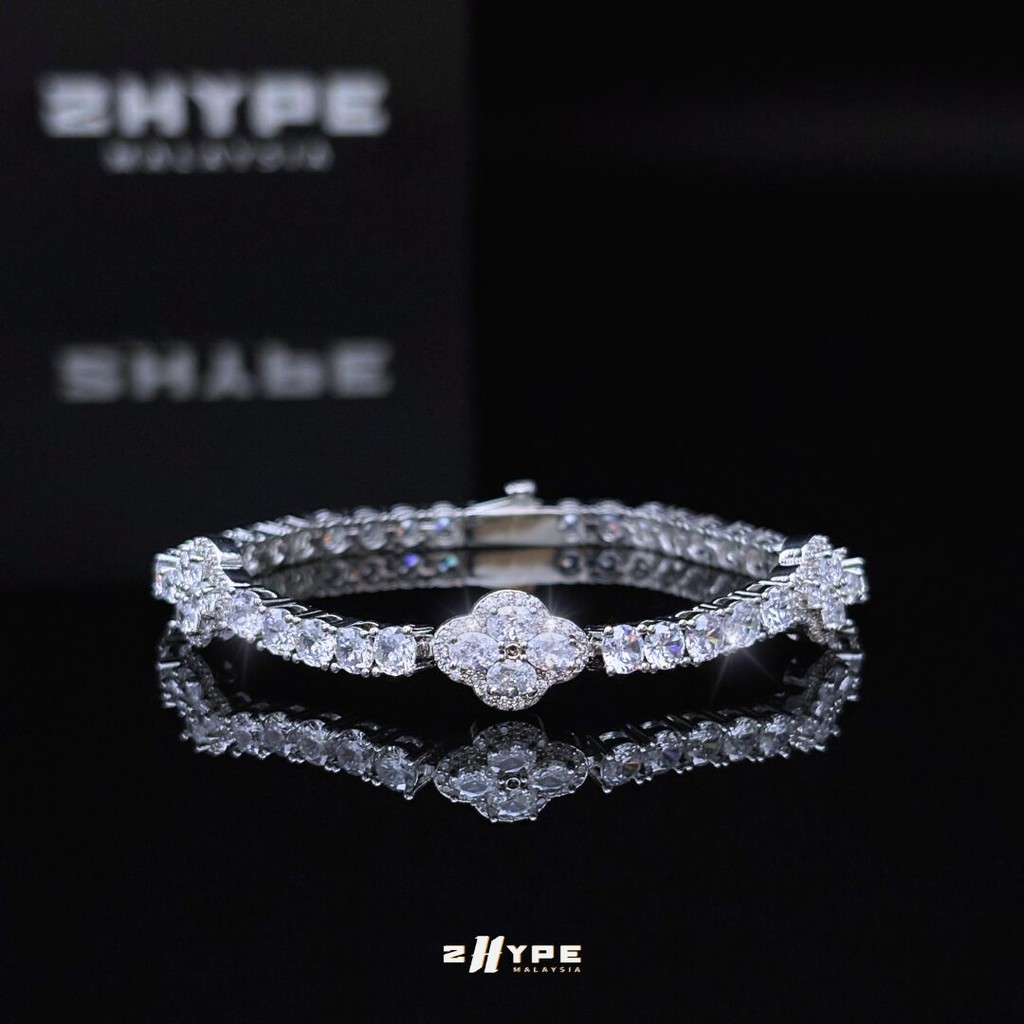 2HYPE Iced Oval Cut Flower Tennis Bracelet 10mm | Shopee Malaysia