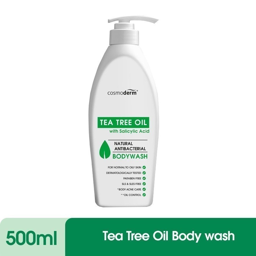 COSMODERM Tea Tree Oil Natural Antibacterial Body Wash 500ml | Shopee ...