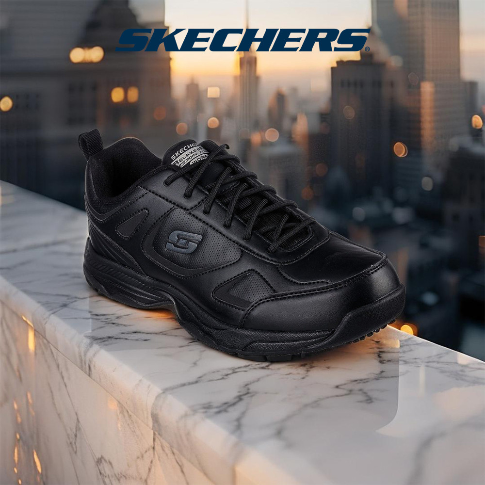 Skechers Men Work Dighton Slip Resistant Work Shoes - 77111-BLK Memory ...