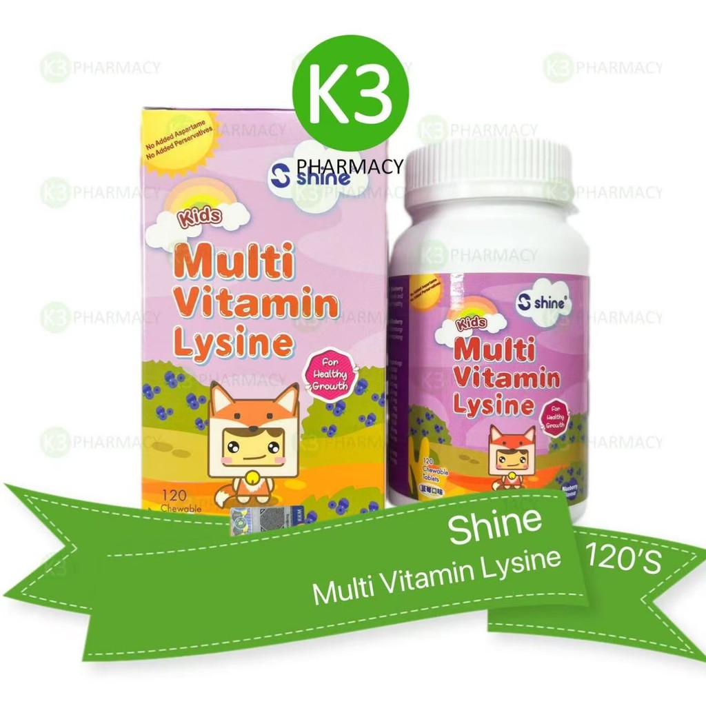 Shine Kids MultiVitamin Lysine (Blueberry Flavour) 120'S Chewable ...