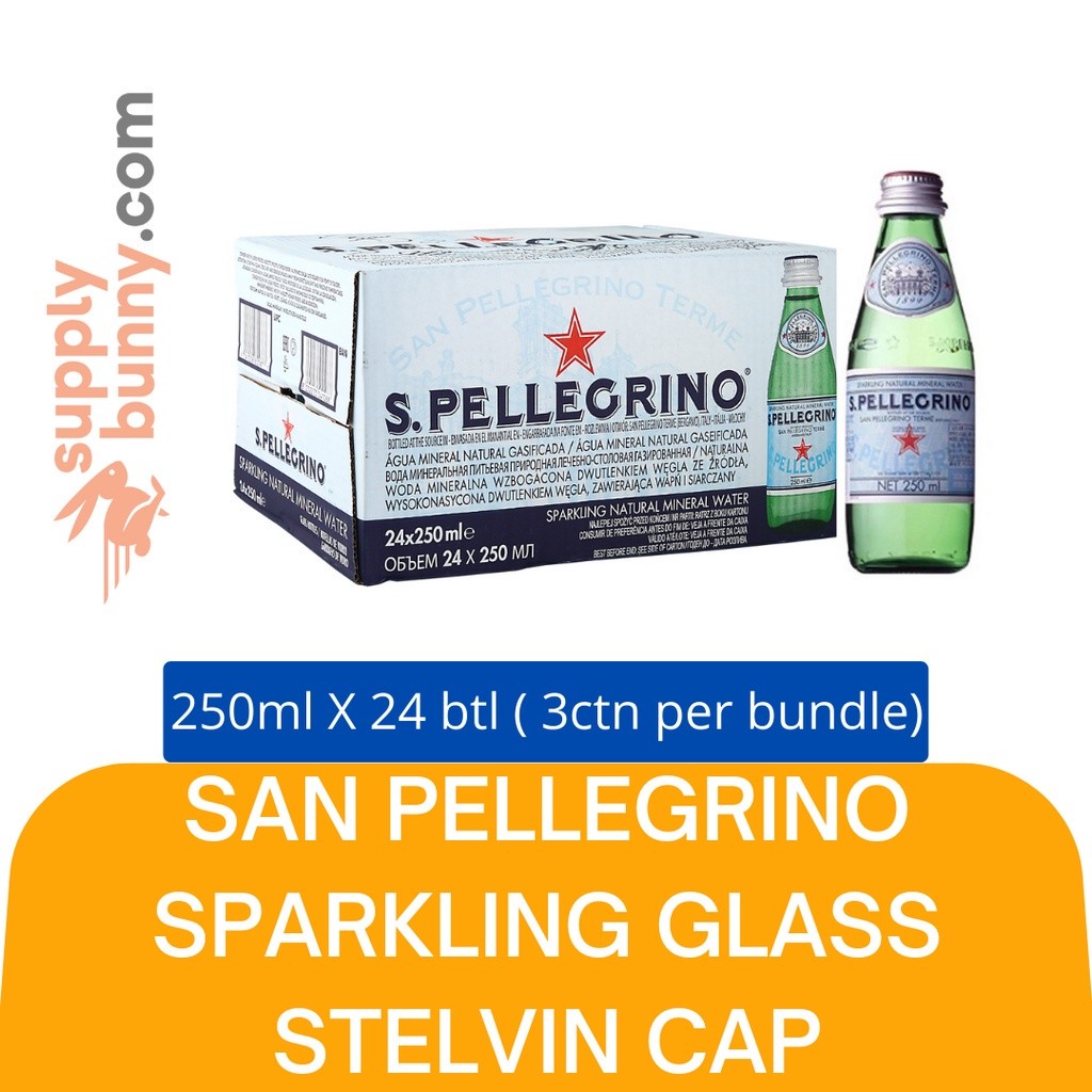 San Pellegrino Sparkling Natural Mineral Water GLASS (Stelvin Cap) [250ml per bottle x 24 ...