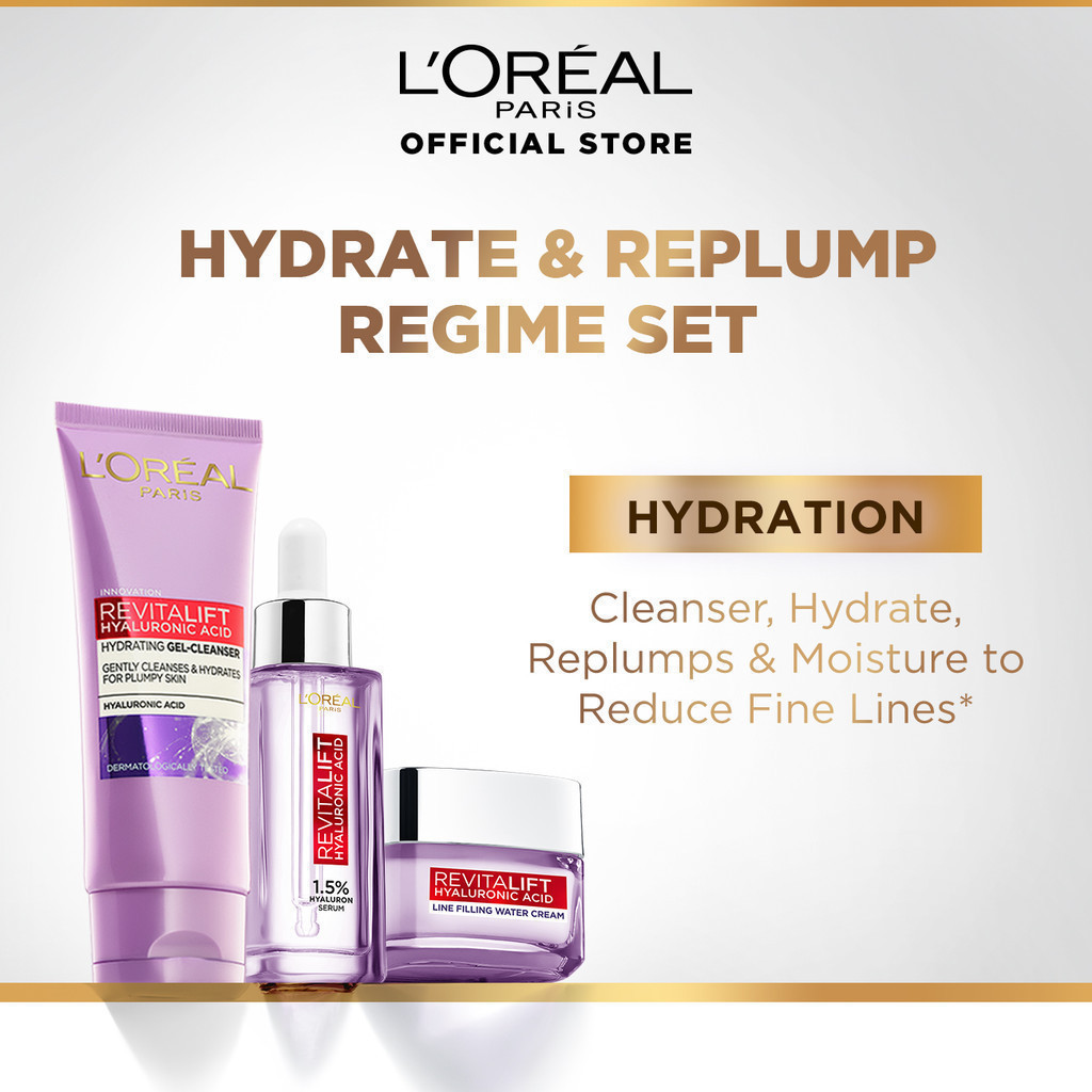 L'Oreal Paris Glycolic Bright / Revitalift Hyaluronic Acid Skincare Set ...