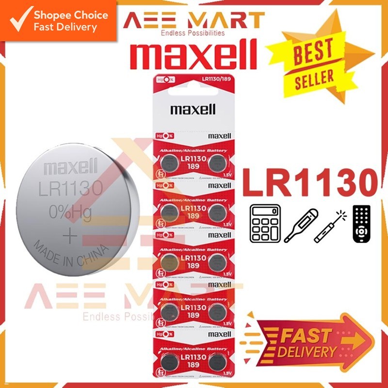 (Original) Maxell Micro Alkaline Battery Button Cell | LR1130 (10pcs) | Shopee Malaysia