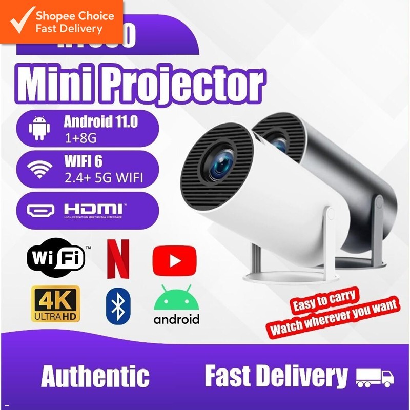 HY300 Mini Projector | Wireless WiFi 6 & Bluetooth | Android 11 LED ...