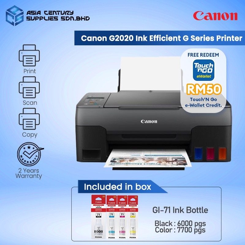 Canon Pixma G2020 All In One Color Ink Tank Printer/Print Scan Copy/ GI ...