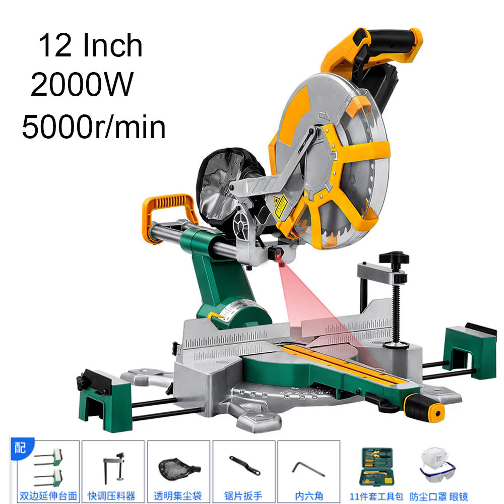 12 Inch Miter Saw electric Crosscut saw with Laser positioning Tie rod ...