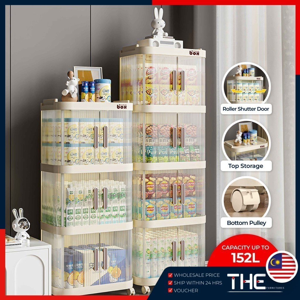 THE L41cm (1-4 Layers) Multipurpose Transparent Stacking 2 Door Storage ...