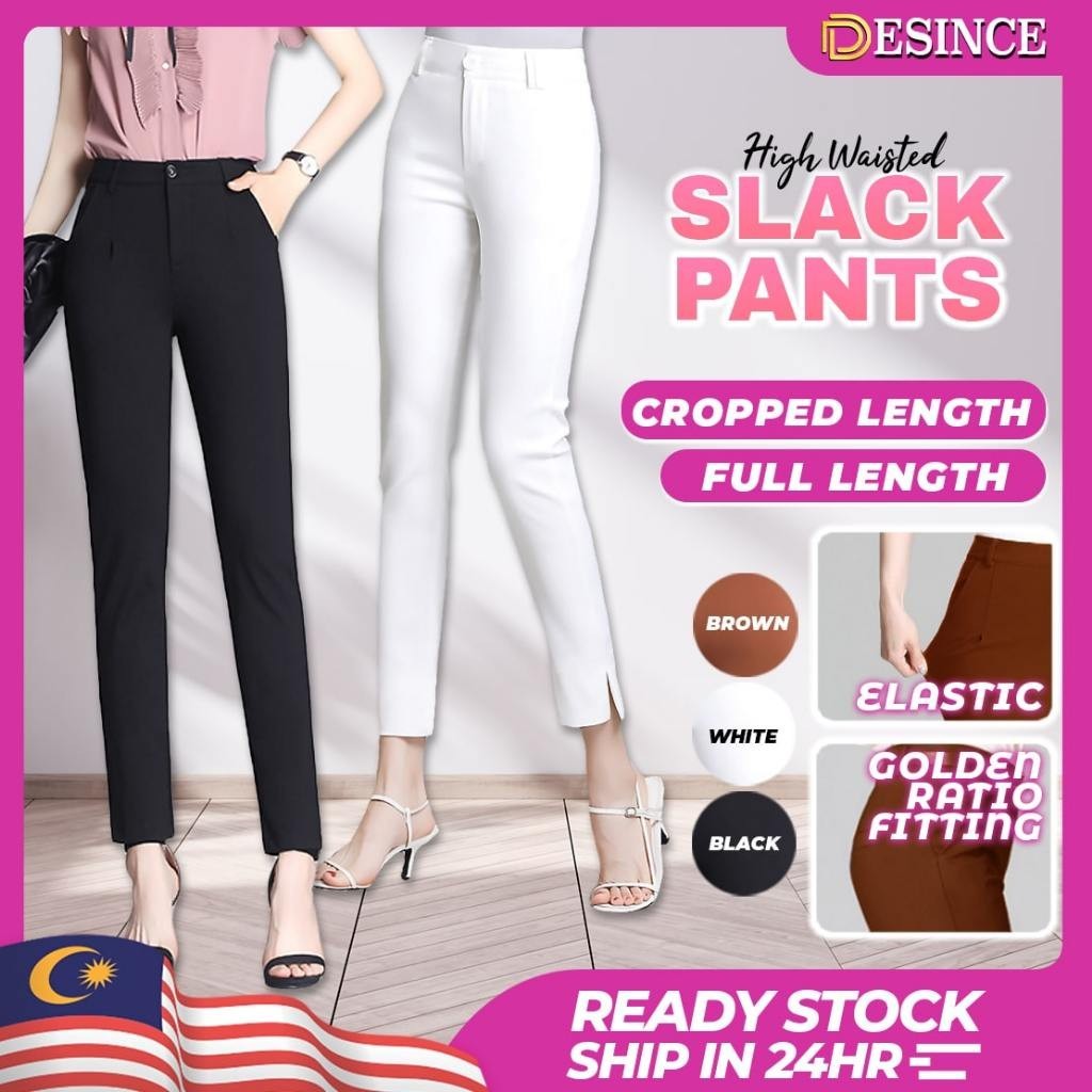 🇲🇾 DESINCE Women Elastic Slack Formal Smart Casual Pant High Waist ...