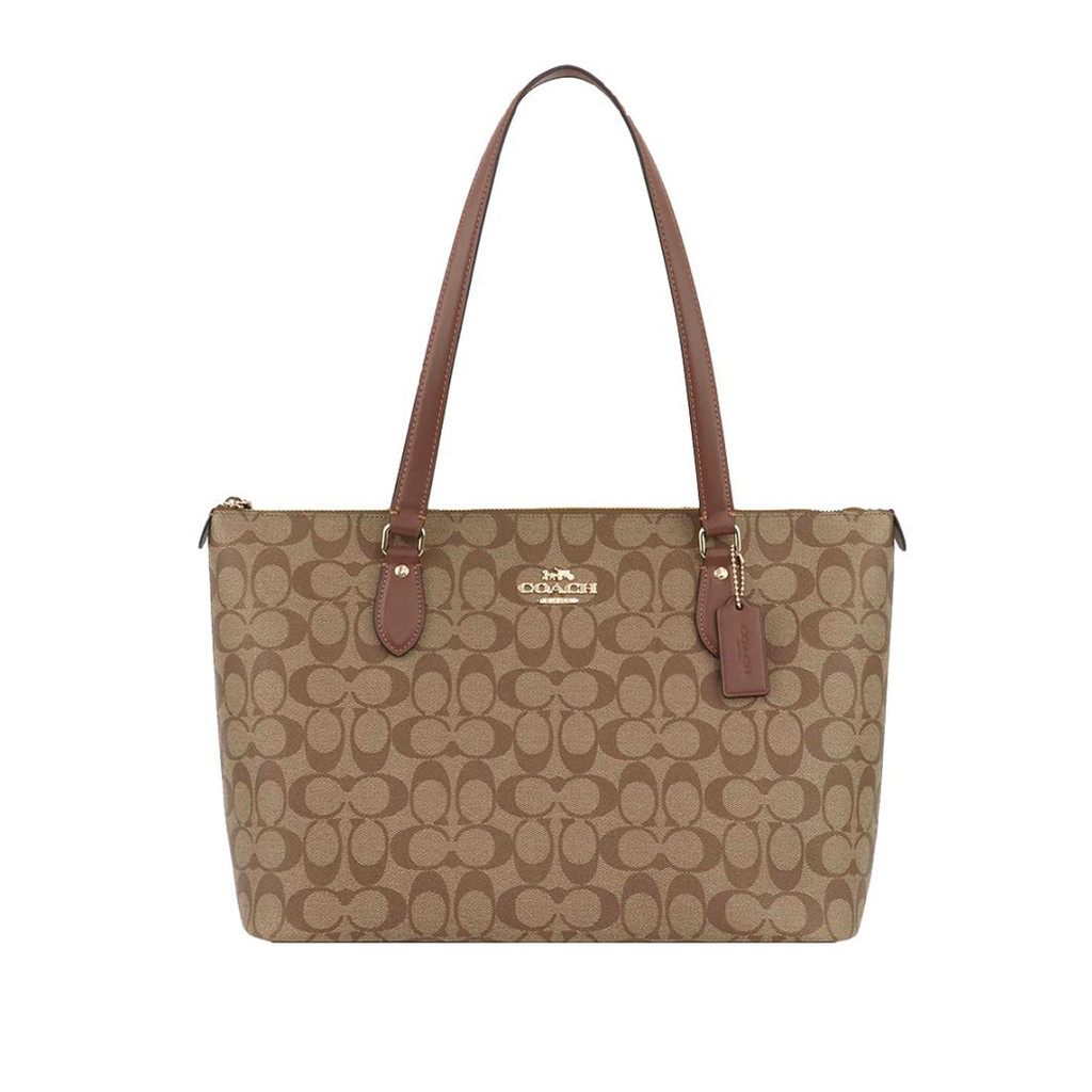 Coach Gallery Tote Bag In Signature Canvas - Khaki/Brown | Shopee Malaysia