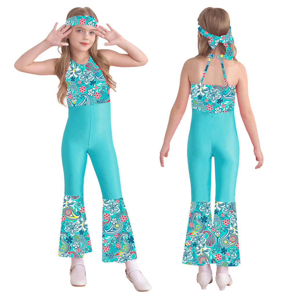 Yeahdor Kids Girls Halloween 70s Disco Cosplay Costume Hippie Costume ...