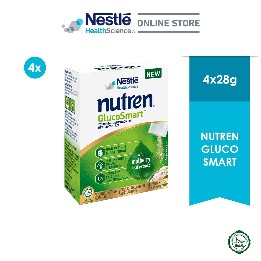 NESTLE Nutren GlucoSmart 2g Reduce Glucose X 14 Sachets (Bundle of 4 ...