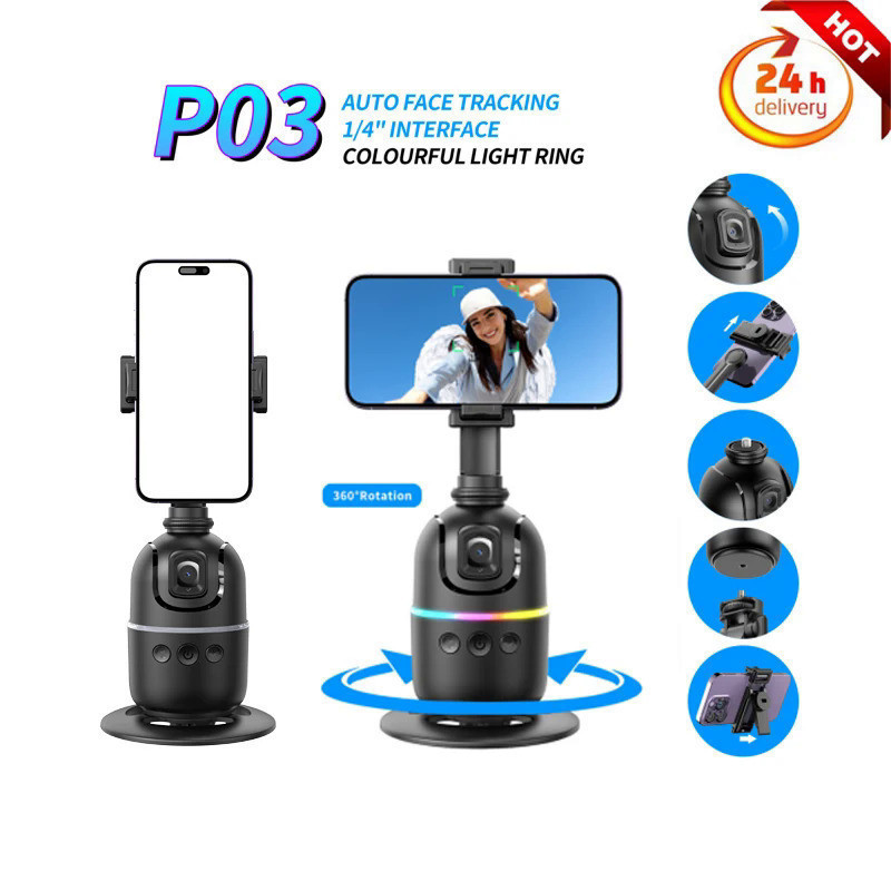 MY P03 Auto Face Tracking PTZ Phone Holder AI Face Recognition 360° Rotation Gesture ...