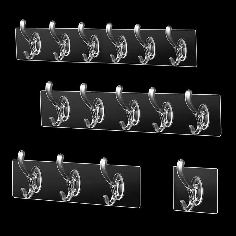 M/Transparent Six-Row Coat Hook Bedroom Wall Hangings Nail-Free and Non ...
