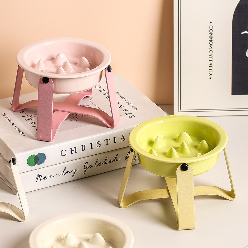 JY-8/Slow Feeding Bowl Ceramic Dog Pet Slow Food Plate Cervical Support ...